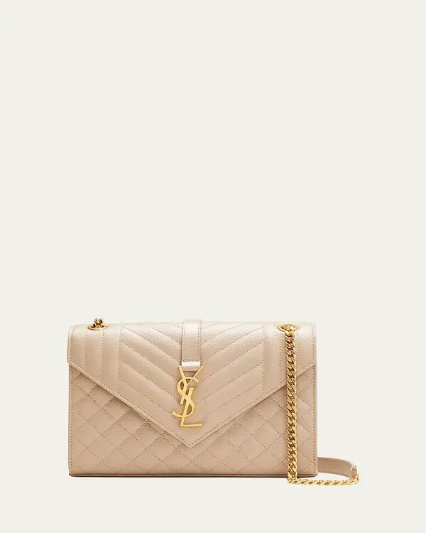 Saint Laurent Envelope Triquilt Shoulder Bag - Dark Beige