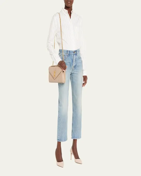Saint Laurent Envelope Triquilt Shoulder Bag - Dark Beige