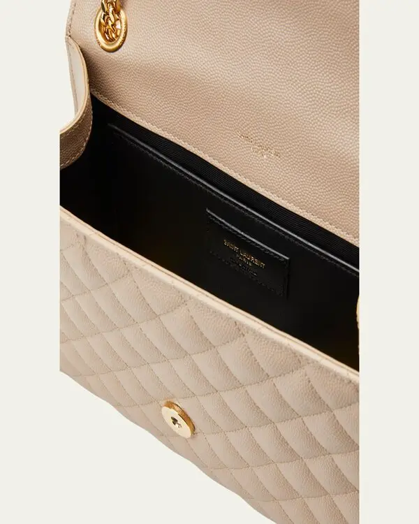 Saint Laurent Envelope Triquilt Shoulder Bag - Dark Beige