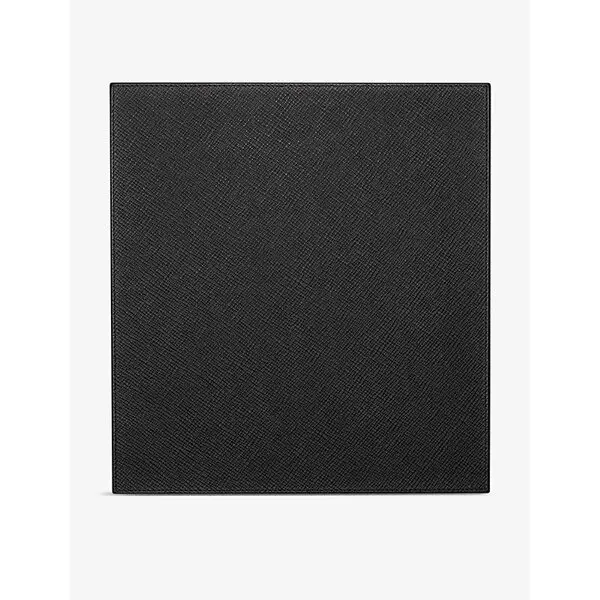 Smythson Panama Lockable Leather Watch Box - Black