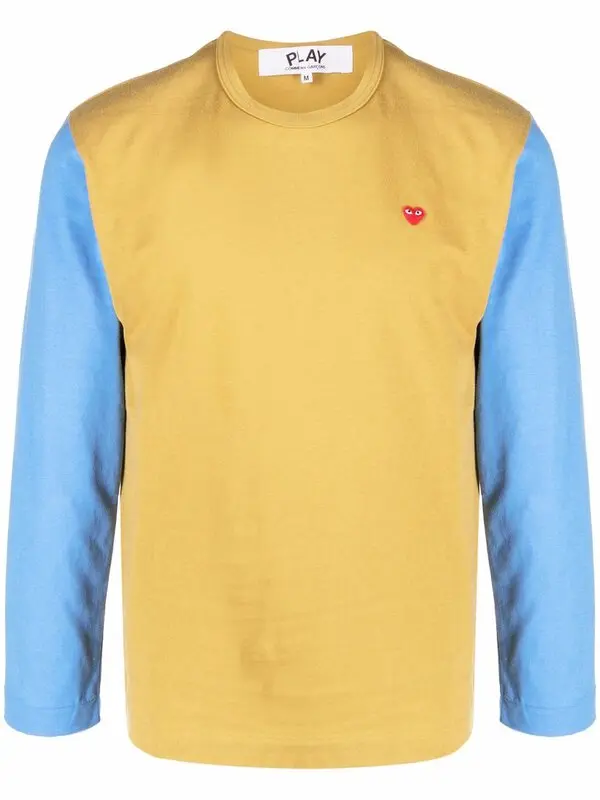 Play Comme Des Garcon Logo-embroidered Colour-block T-shirt - Green