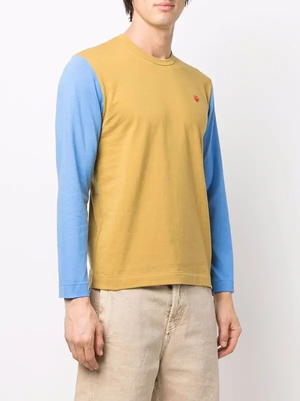 Play Comme Des Garcon Logo-embroidered Colour-block T-shirt - Green