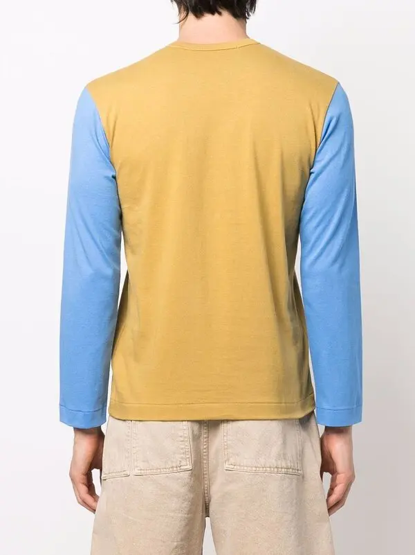 Play Comme Des Garcon Logo-embroidered Colour-block T-shirt - Green