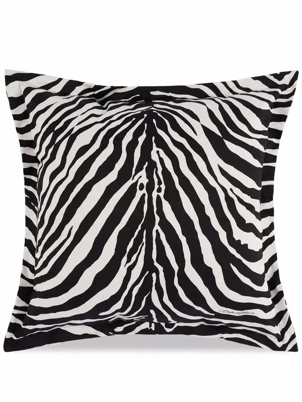 Dolce & Gabbana Large Zebra-print Duchesse Cotton Cushion - Black