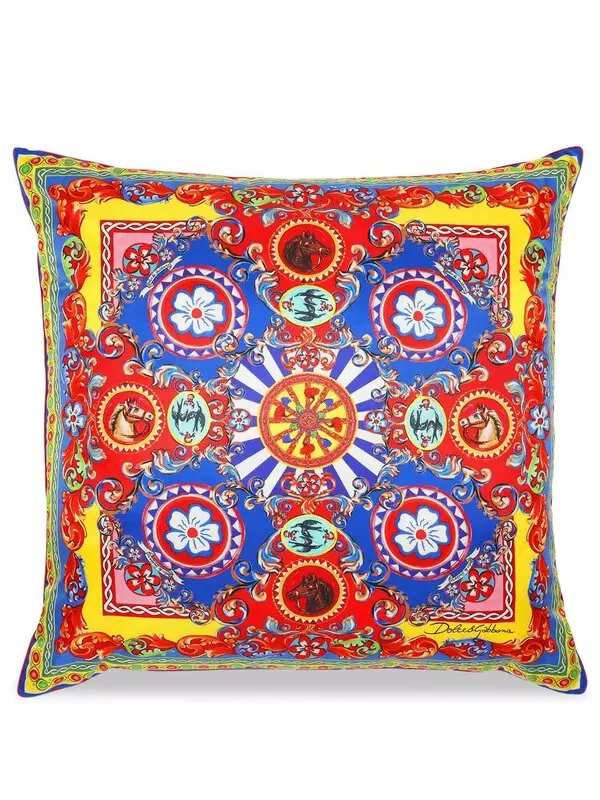 Dolce & Gabbana Large Carretto Silk Cushion - Red