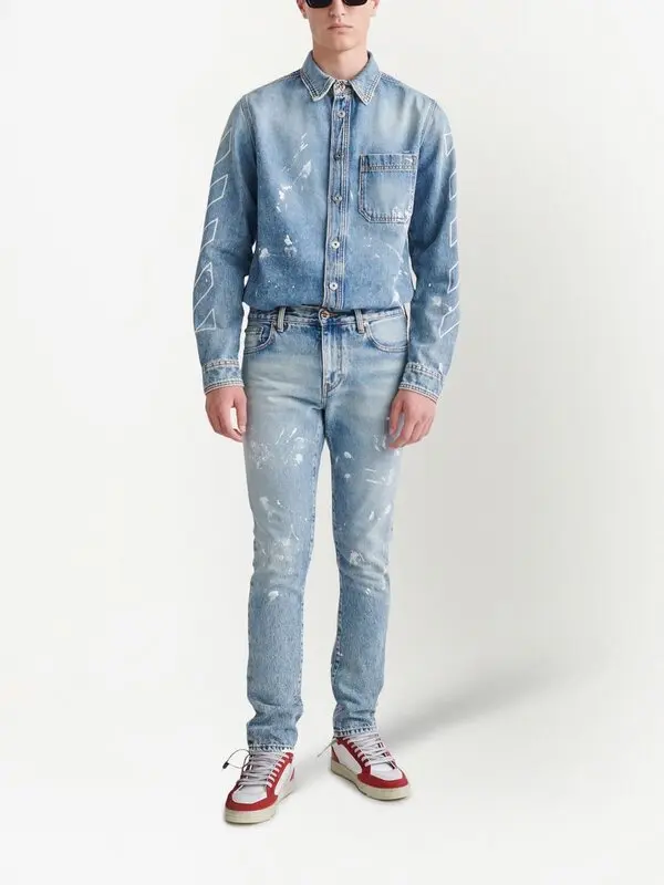 Off-White Diag-stripe Distressed Jeans