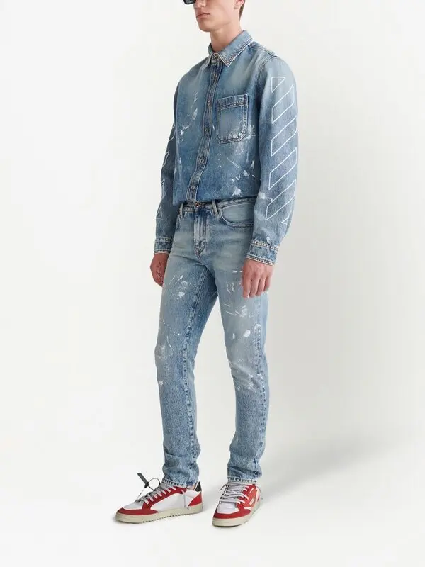 Off-White Diag-stripe Distressed Jeans