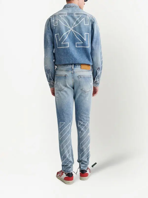 Off-White Diag-stripe Distressed Jeans