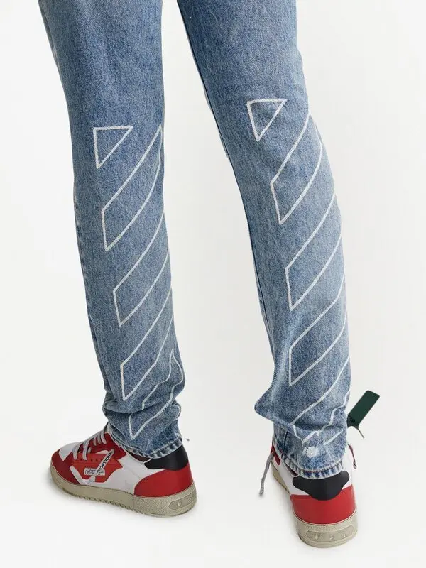 Off-White Diag-stripe Distressed Jeans