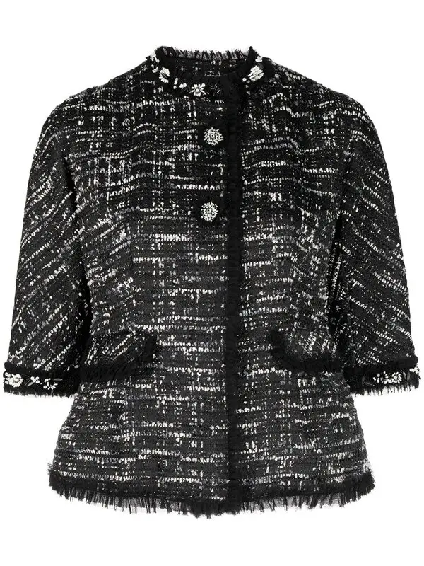 Shiatzy Chen Bead-embellished Tweed Jacket - Black