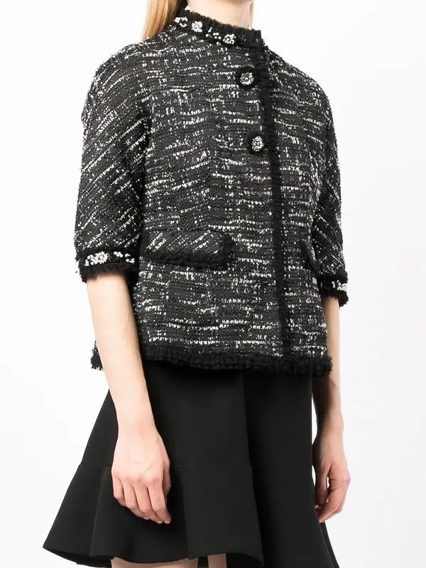 Shiatzy Chen Bead-embellished Tweed Jacket - Black