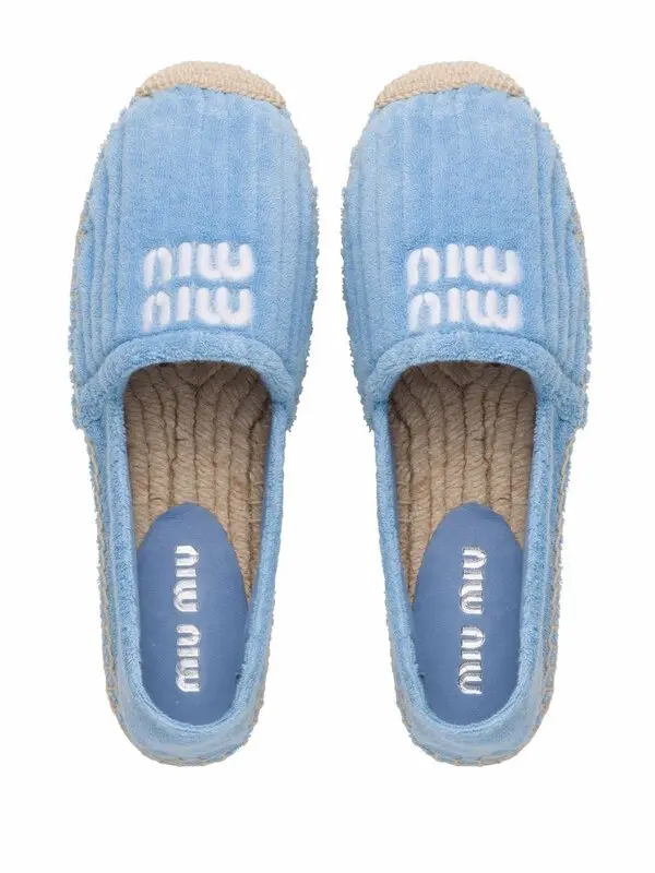 Miu Miu Terry-cloth Logo-embroidered Espadrilles