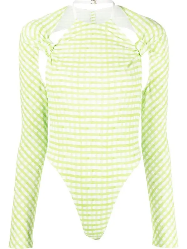 Jacquemus Check-print Bodysuit - Green