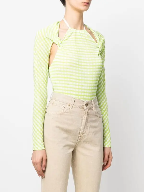 Jacquemus Check-print Bodysuit - Green