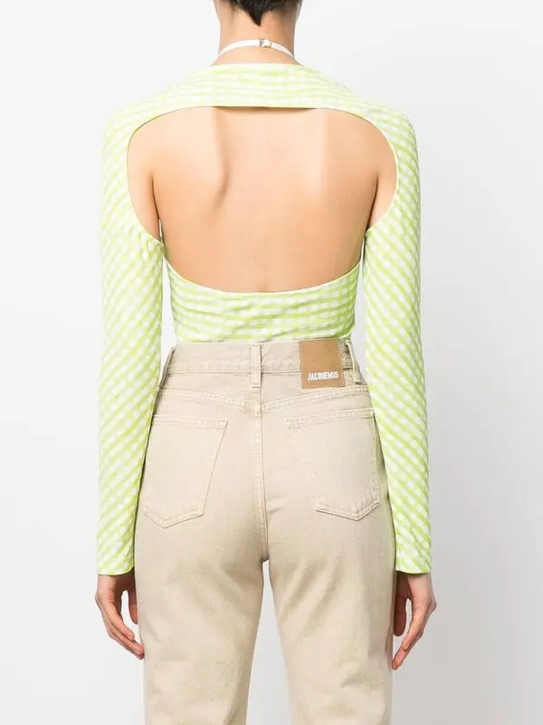 Jacquemus Check-print Bodysuit - Green