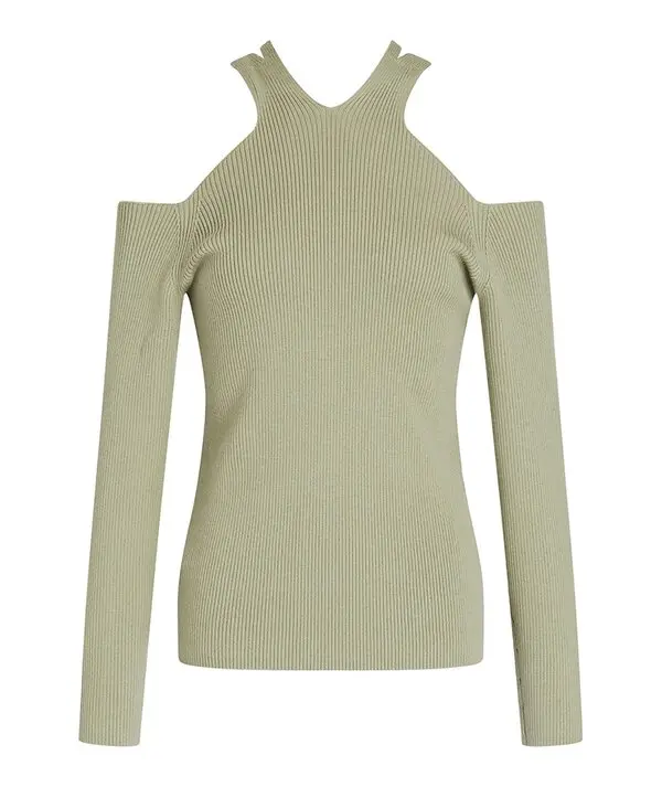 DION LEE Cutout Ribbed Wool-blend Top Size