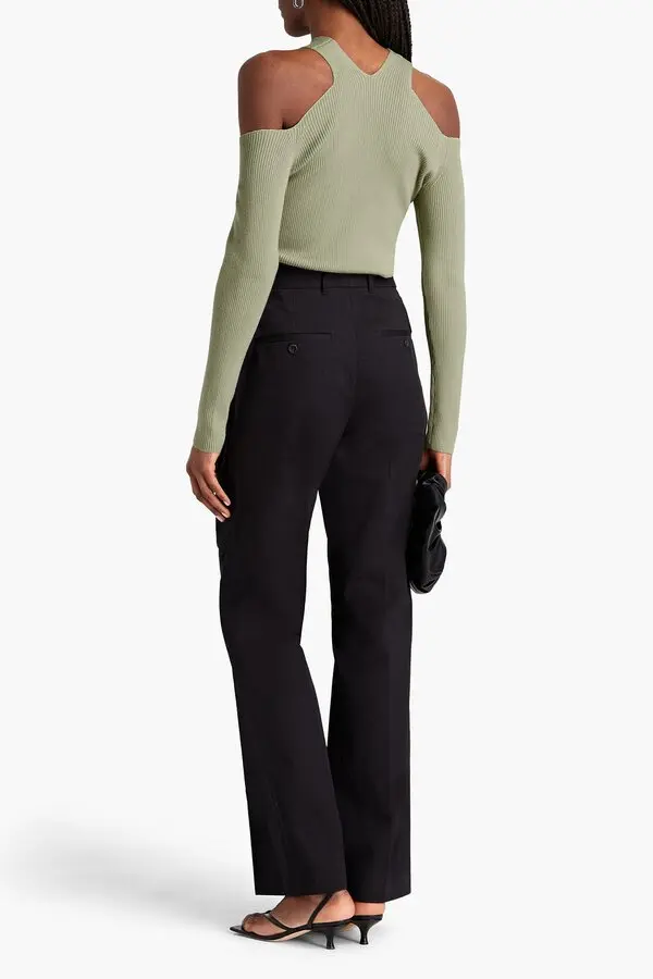 DION LEE Cutout Ribbed Wool-blend Top Size
