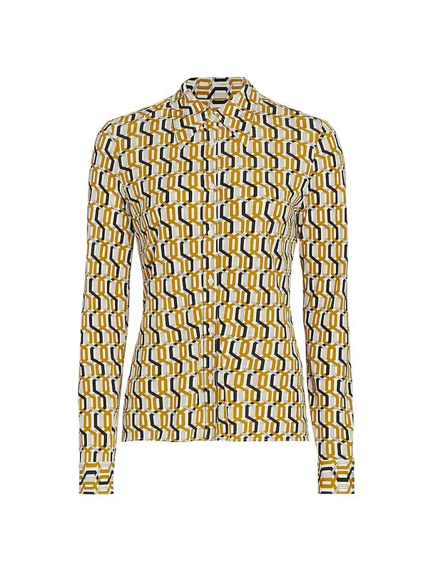 NILI LOTAN Celestine Abstract Print Shirt