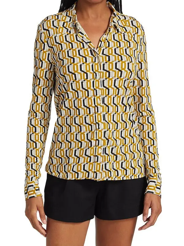NILI LOTAN Celestine Abstract Print Shirt