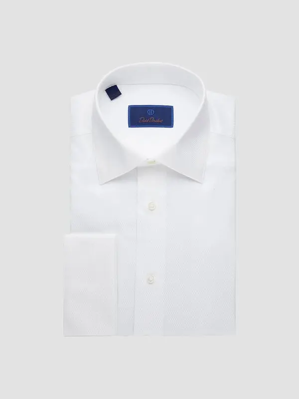 David Donahue Regular-fit Boxed Formal Shirt - White