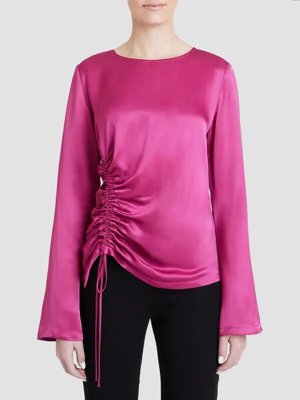 Santorelli Fabi Satin Ruched Top