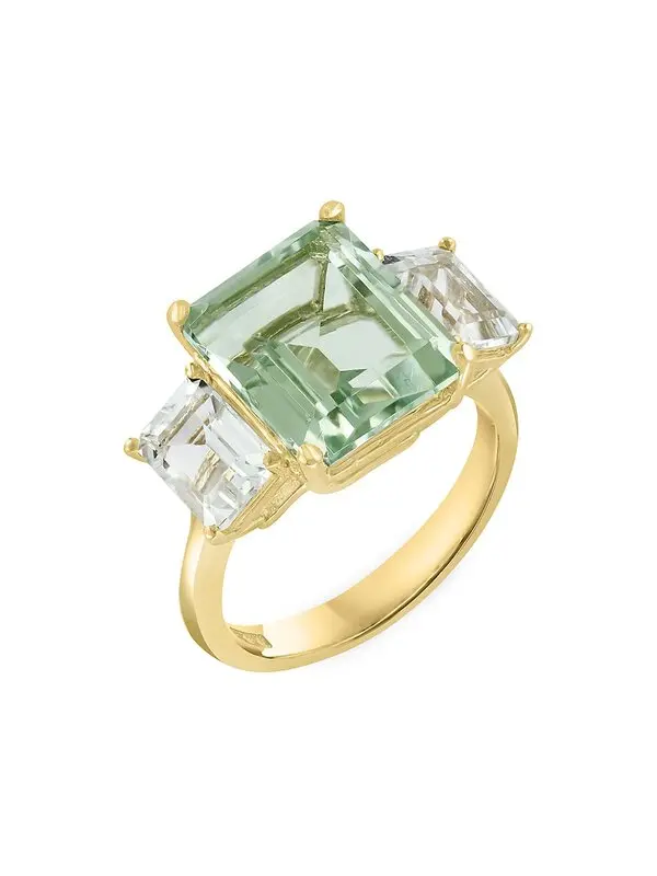 Saks Fifth Avenue Collection 14k Green Amethyst & White Topaz Ring - Yellow Gold