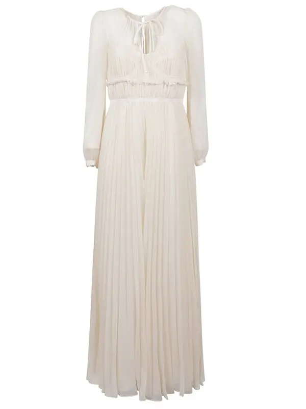 SELF-PORTRAIT Chiffon Pleated Maxi Dress