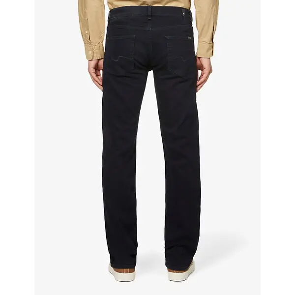 7 For All Mankind Regular-fit Straight Stretch-denim Jeans - Dark Blue