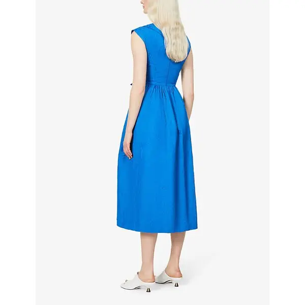 sleeveless velvet midi dress Black Velvet Strappy Midi Dress – self-portrait