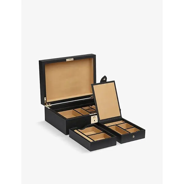 Smythson Panama Leather Lockable Jewellery Box With Travel Tray