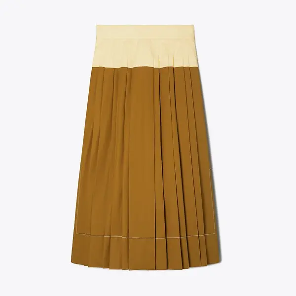 Tory Burch Cotton Poplin Pleated Skirt
