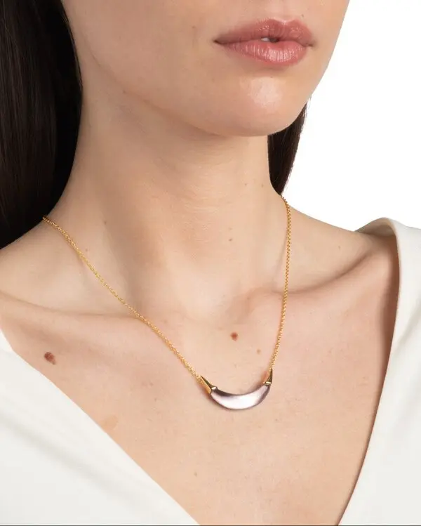 Alexis Bittar Capped Crescent Pendant Necklace - Gold