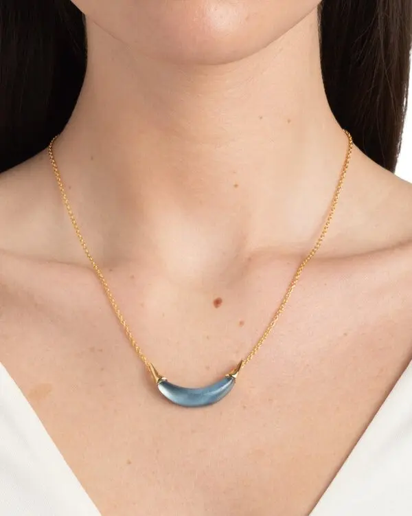 Alexis Bittar Capped Crescent Pendant Necklace - Gold