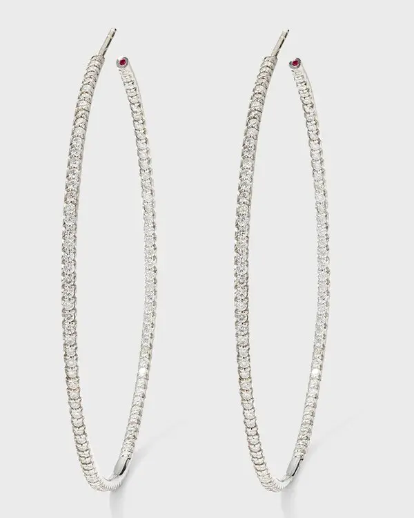 Roberto Coin 18k Gold 2ct Diamond Hoop Earrings - White Gold