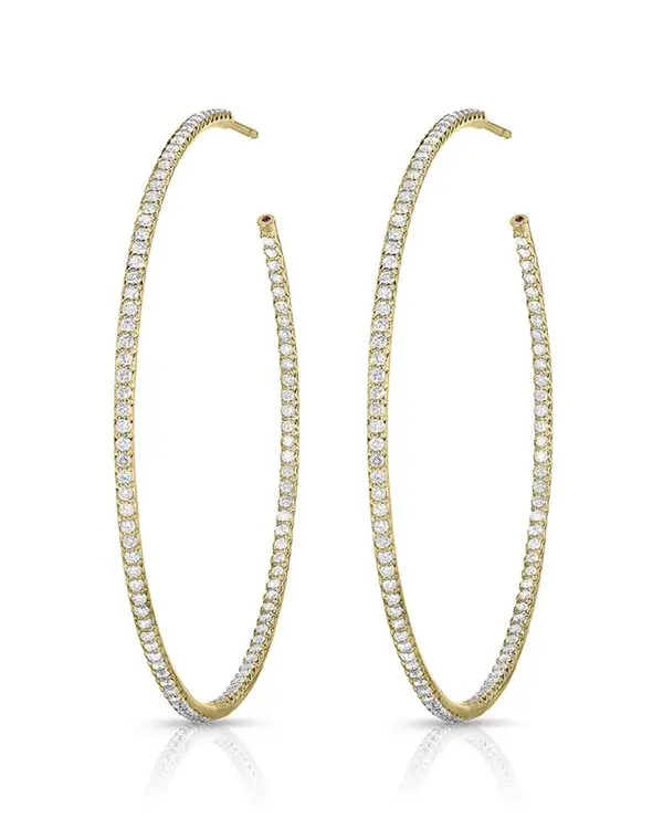 Roberto Coin 18k Gold 2ct Diamond Hoop Earrings - Yellow Gold