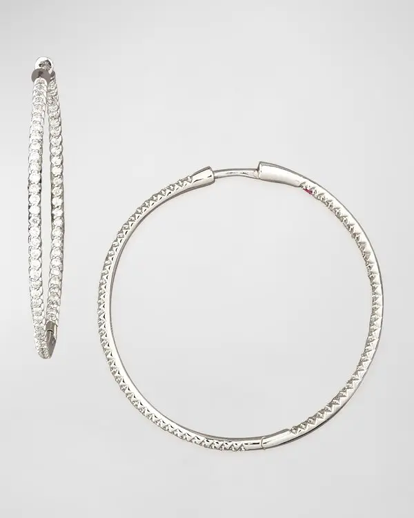 Roberto Coin 18k Diamond Hoop Earrings - White Gold