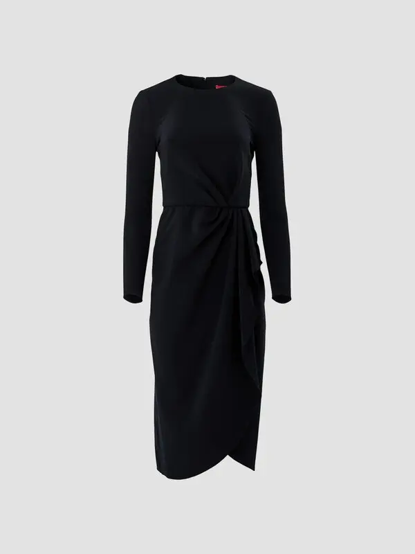 Carolina Herrera Draped Long-sleeve Midi Dress