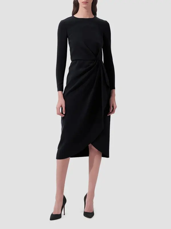 Carolina Herrera Draped Long-sleeve Midi Dress