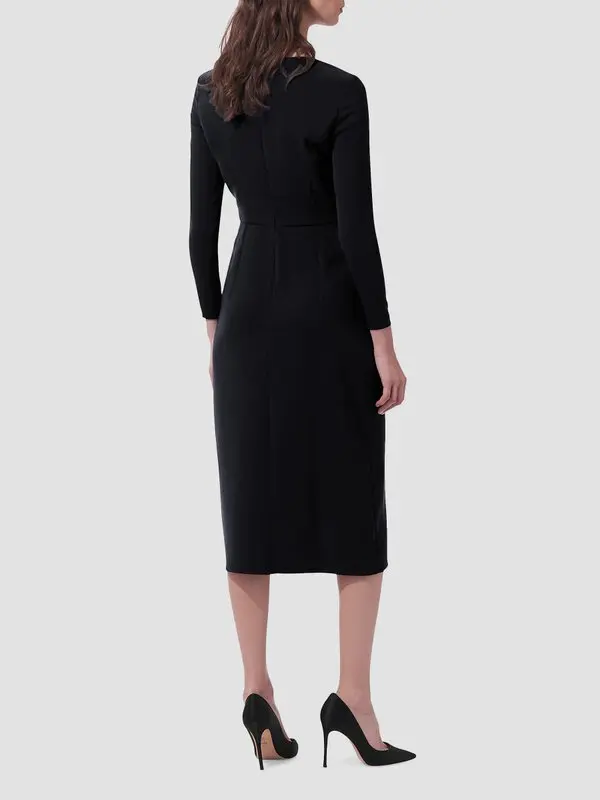 Carolina Herrera Draped Long-sleeve Midi Dress