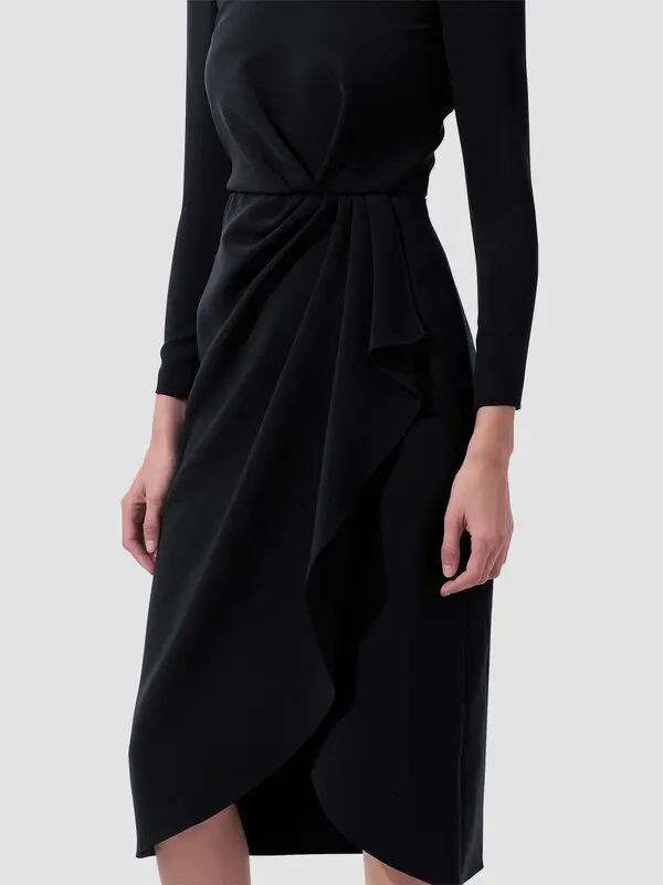 Carolina Herrera Draped Long-sleeve Midi Dress