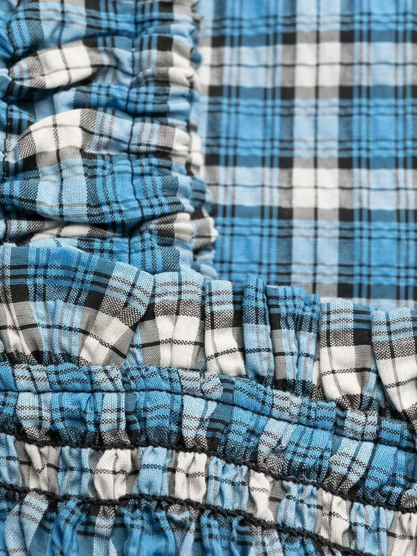 GANNI Seersucker Checked Midi Dress