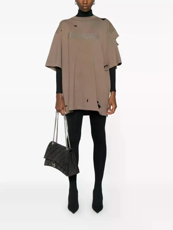 Balenciaga Logo Print Distressed T-shirt