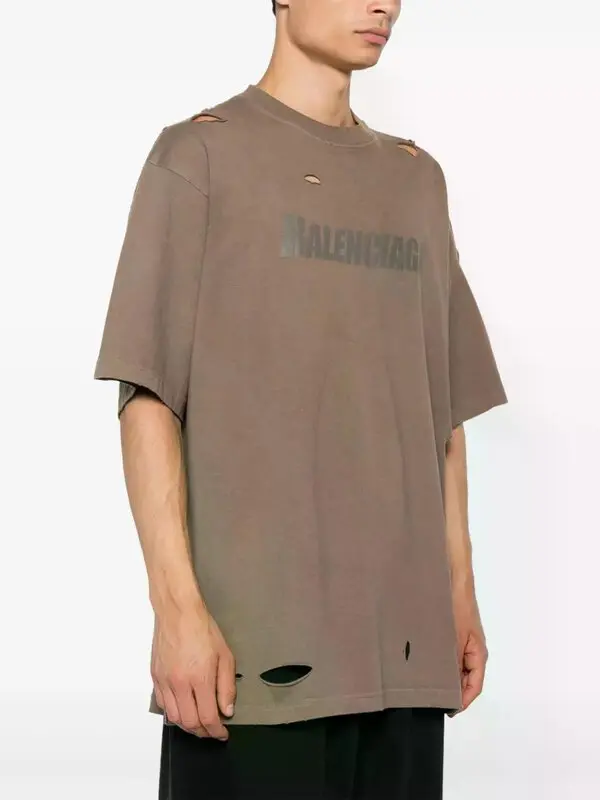 Balenciaga Logo Print Distressed T-shirt
