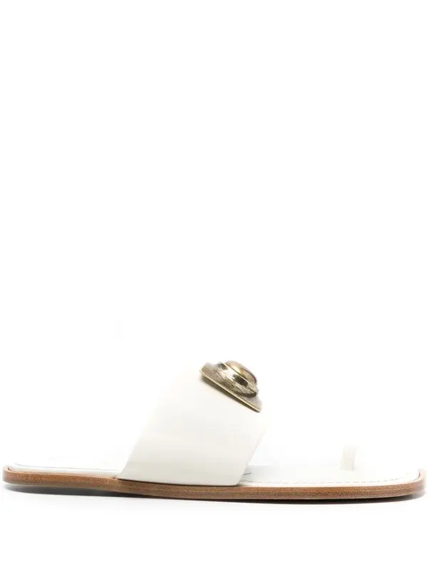 Etro Crown Me Leather Sandals - White