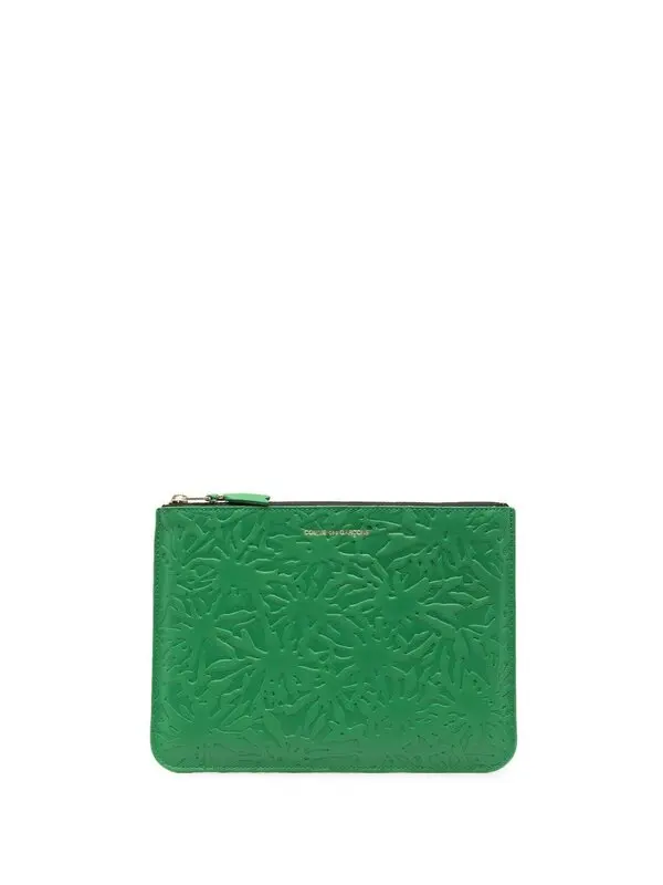 Comme Des Garçons Embossed Zip-up Wallet - Green