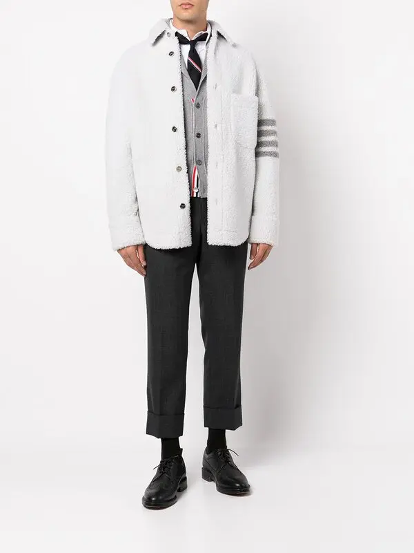 Thom Browne 4-bar Shearling Jacket - White