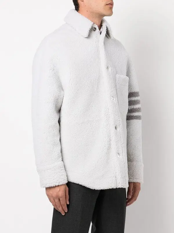 Thom Browne 4-bar Shearling Jacket - White