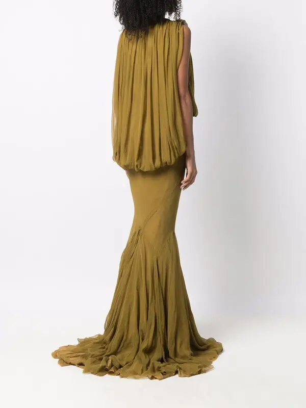 olive green bubble dress Olive Green Mismatched Fashion Silk Satin Sheath With Slit Long Bridesmaid  Dresses, CB0307 main image 1