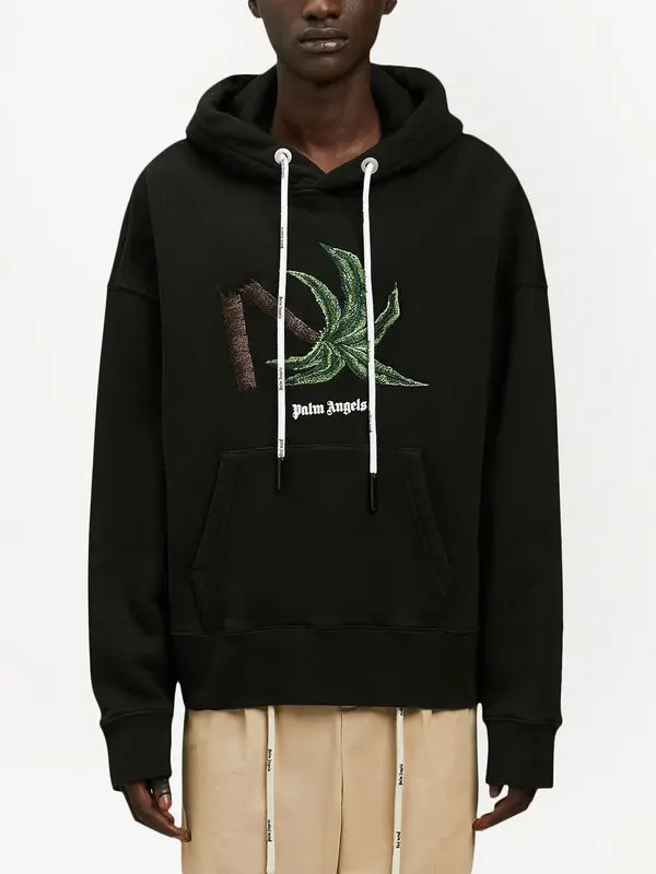 Palm Angels Broken Palm Printed Hoodie - Black