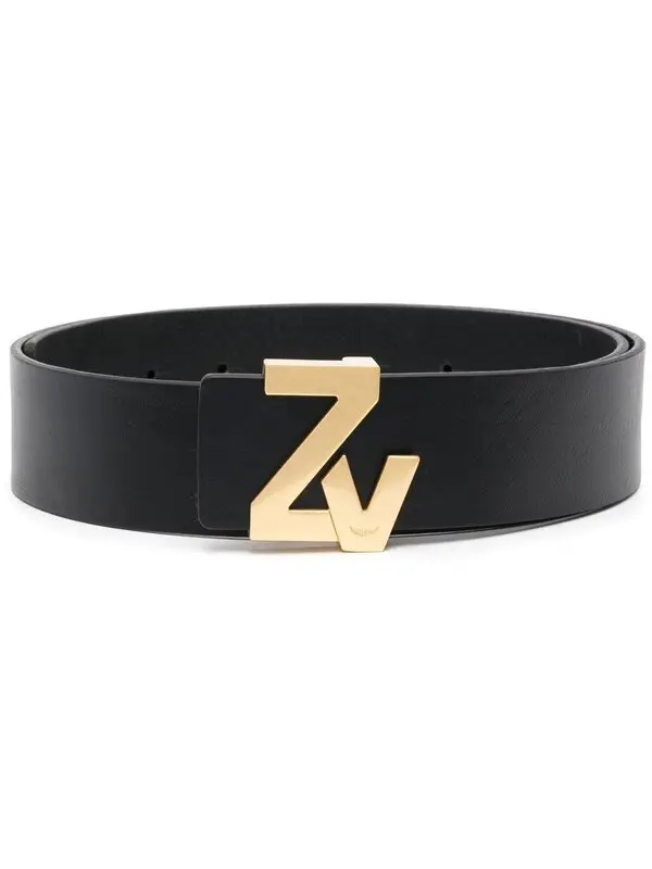 Zadig&Voltaire Logo-plaque Leather Belt - Black